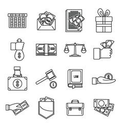 Corruption bribery icons set outline style Vector Image