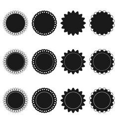 Circle and square scalloped frames set Royalty Free Vector