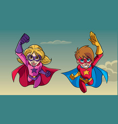 Boy and girl flying together Royalty Free Vector Image