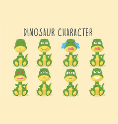 Cute dinosaur character in various emotions Vector Image