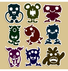 Set isolated funny furry monsters Royalty Free Vector Image