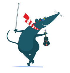 Cartoon rat or mouse plays violin Royalty Free Vector Image