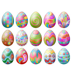 Set of colorful decorated easter eggs isolated on Vector Image