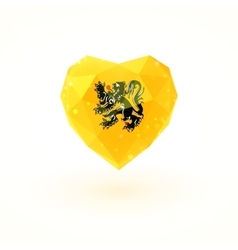 Flag flanders in shape diamond glass heart Vector Image