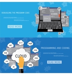 Flat concept programming and coding Royalty Free Vector