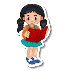 A doodle kid reading book cartoon character Vector Image