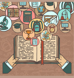 Set of retro education icons with vintage Vector Image