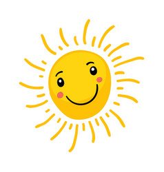 Funny eyed sun sunshine cute summer logo spring Vector Image