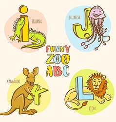 Funny zoo animals kids alphabet hand drawn ink Vector Image