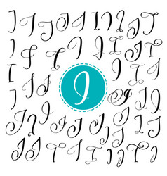 Set of hand drawn calligraphy letter i Royalty Free Vector