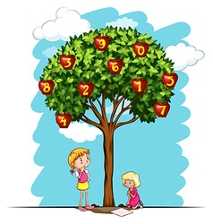 Number one to ten on leaves and flowers Royalty Free Vector