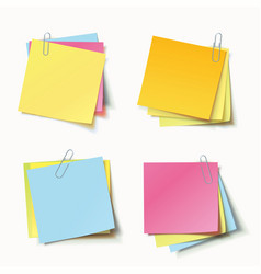 Stack of stickers attached metal paper clip Vector Image