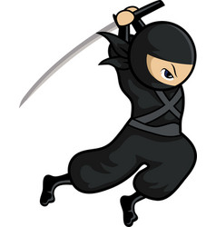 Black ninja cartoon jump Royalty Free Vector Image
