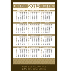 Pocket calendar 2015 with USA holidays Royalty Free Vector