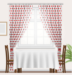 Kitchen window and a table Royalty Free Vector Image