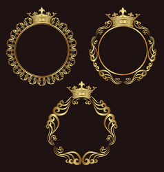 Retro frames set with royal crowns Royalty Free Vector Image