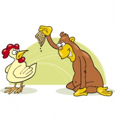 Cartoon rooster and hens Royalty Free Vector Image