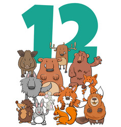 Counting cartoon animals educational game Vector Image