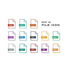 Square file labels icon set Royalty Free Vector Image