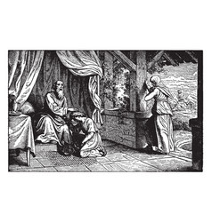 Isaac deceives jacob and receives esaus blessing Vector Image