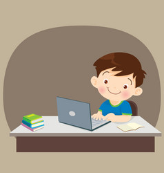 Students working with computer Royalty Free Vector Image