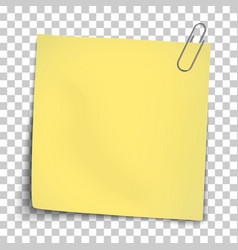 Yellow sticker with paper clip attached Royalty Free Vector