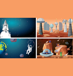 Alien in space scene Royalty Free Vector Image