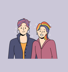 Smiling people support lgbtq community Royalty Free Vector