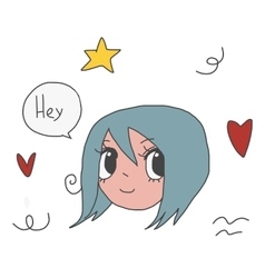 Girl hi sticker for messenger label icon colorful Vector Image