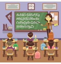 Teacher and pupils in the classroom Royalty Free Vector