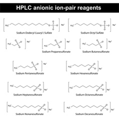 Hplc anionic ion pair reagents Royalty Free Vector Image