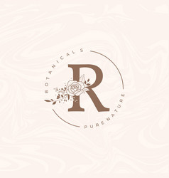 Letter a botanical flowers initial wedding Vector Image