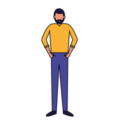 Standing young man boy character in front back Vector Image