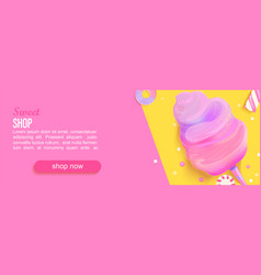 Candy shop welcome banner with sweets Royalty Free Vector