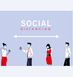 Social distancing between women and men with masks