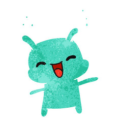Textured cartoon kawaii cute happy alien Vector Image