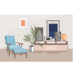 Living room interior decor with seating Royalty Free Vector