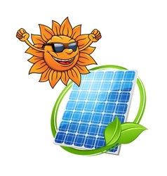 Solar panel with cartoon sun Royalty Free Vector Image