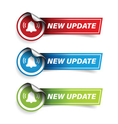 Modern label new update with bell banner element Vector Image