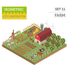 Flat 3d isometric school and city map constructor Vector Image