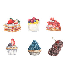 Happy birthday cake watercolor chocolate Vector Image