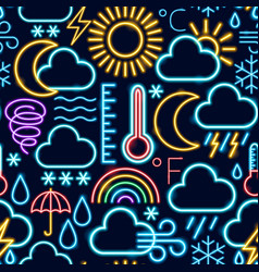 Sun cloud rain drop neon sign Royalty Free Vector Image