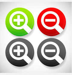 Circle zoom in zoom out icons with simple Vector Image