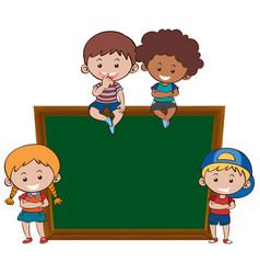 Children on blank chalkboard Royalty Free Vector Image
