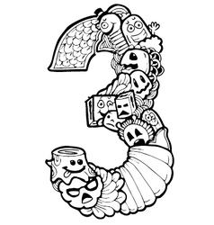 Doodle number 3 Royalty Free Vector Image - VectorStock