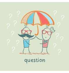 Cartoon scientist with question mark Royalty Free Vector