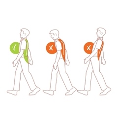 Correct spine posture bad walking position Vector Image
