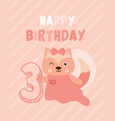 Fox cartoon with happy birthday icon design Vector Image