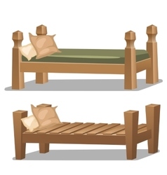 Single wooden bed Interior items in cartoon style Vector Image