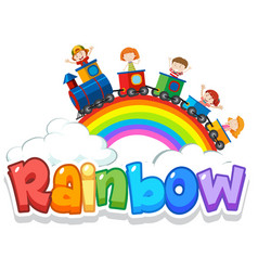 Font design for word rainbow with rainbow in the Vector Image